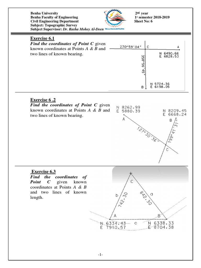 Exercise 6.1: Find The Coordinates of Point C Given | PDF | Surveying ...