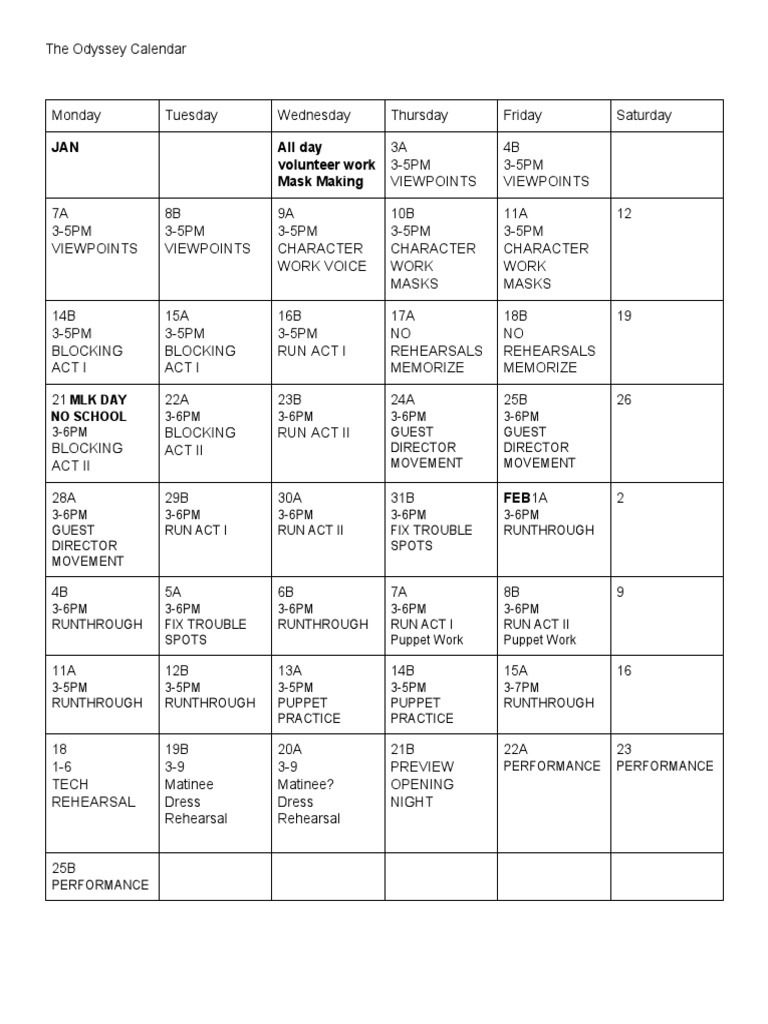 The Odyssey Calendar | PDF