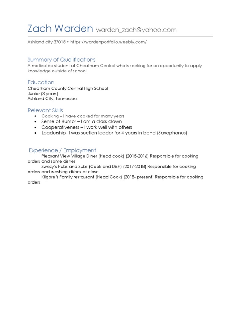 Chronological Resume Template | PDF