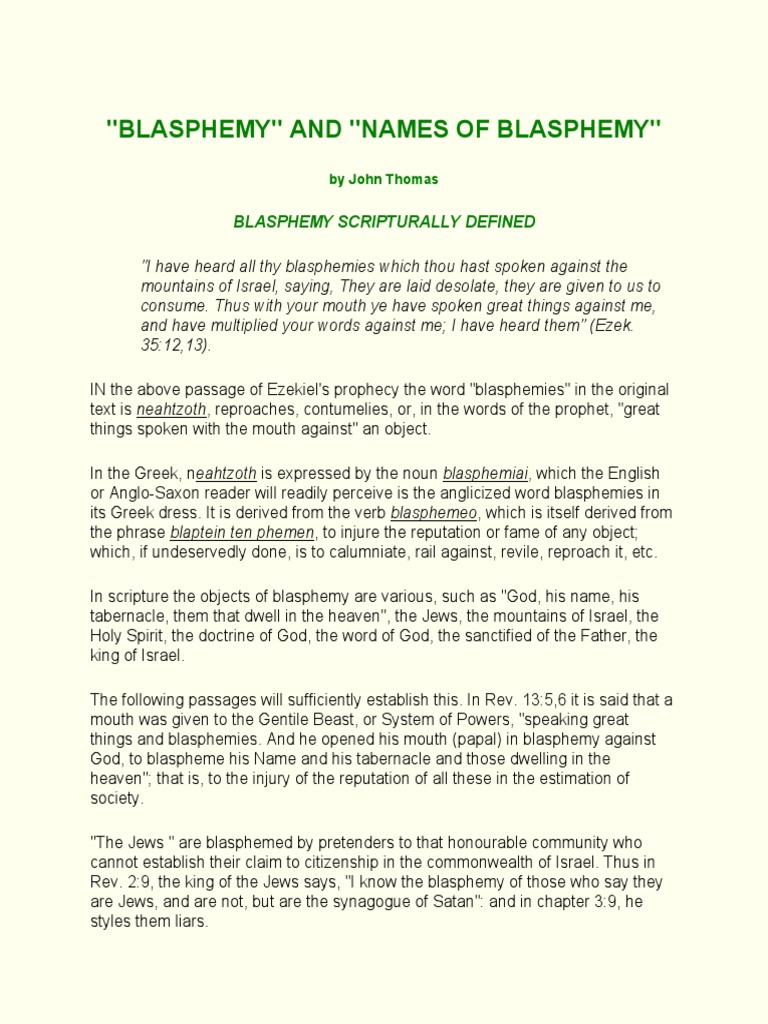 Blasphemy and The Names of Blasphemy | PDF | Resurrection Of Jesus | Jacob