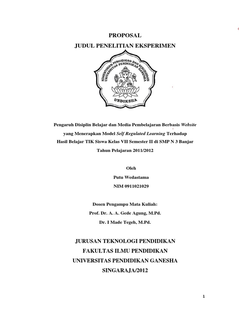 Contoh Proposal Eksperimen | PDF