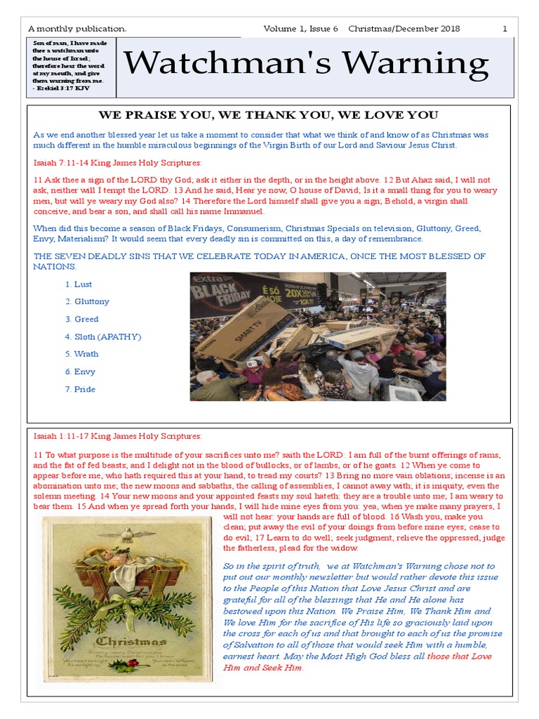 Watchman's Warning, Vol 1 Issue 6: December/Christmas 2018 | PDF | Mary ...