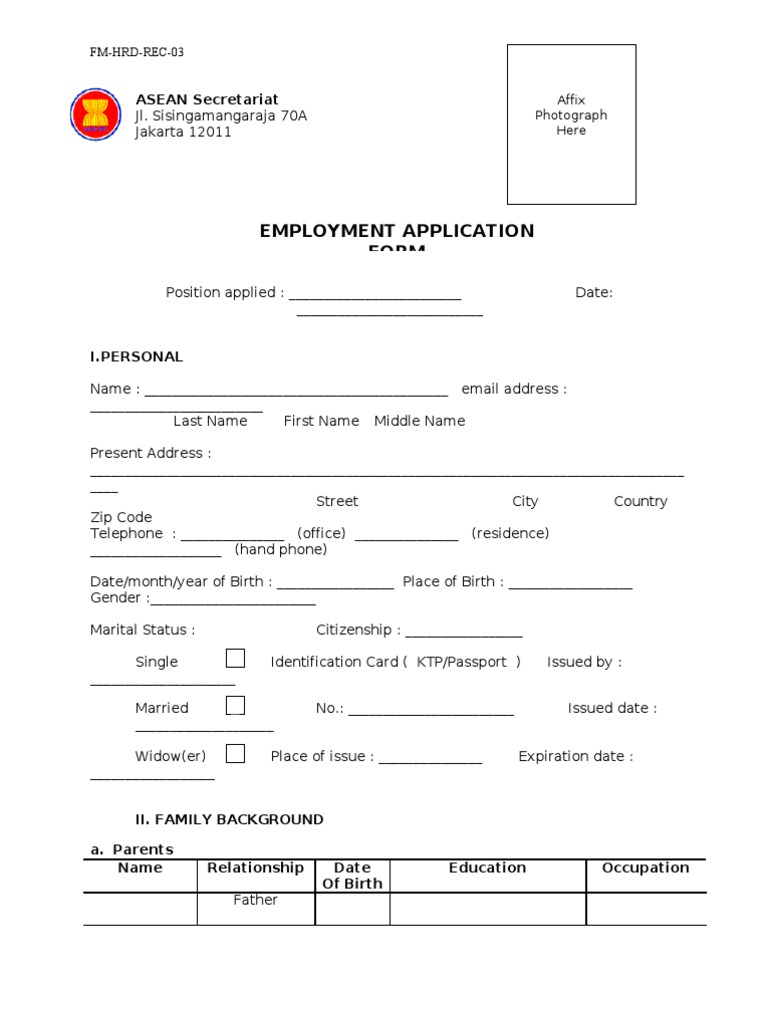 ASEC Employment Form | PDF | Employment | Government Information