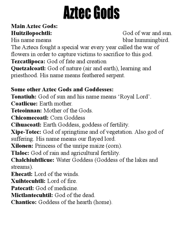 Aztec Gods | PDF | Aztec | Polytheism