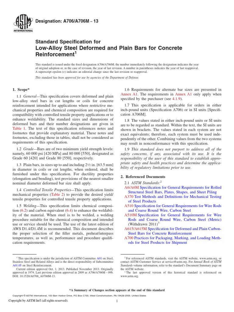 Astm A706 A706m - 13 PDF | PDF | Ultimate Tensile Strength | Strength ...