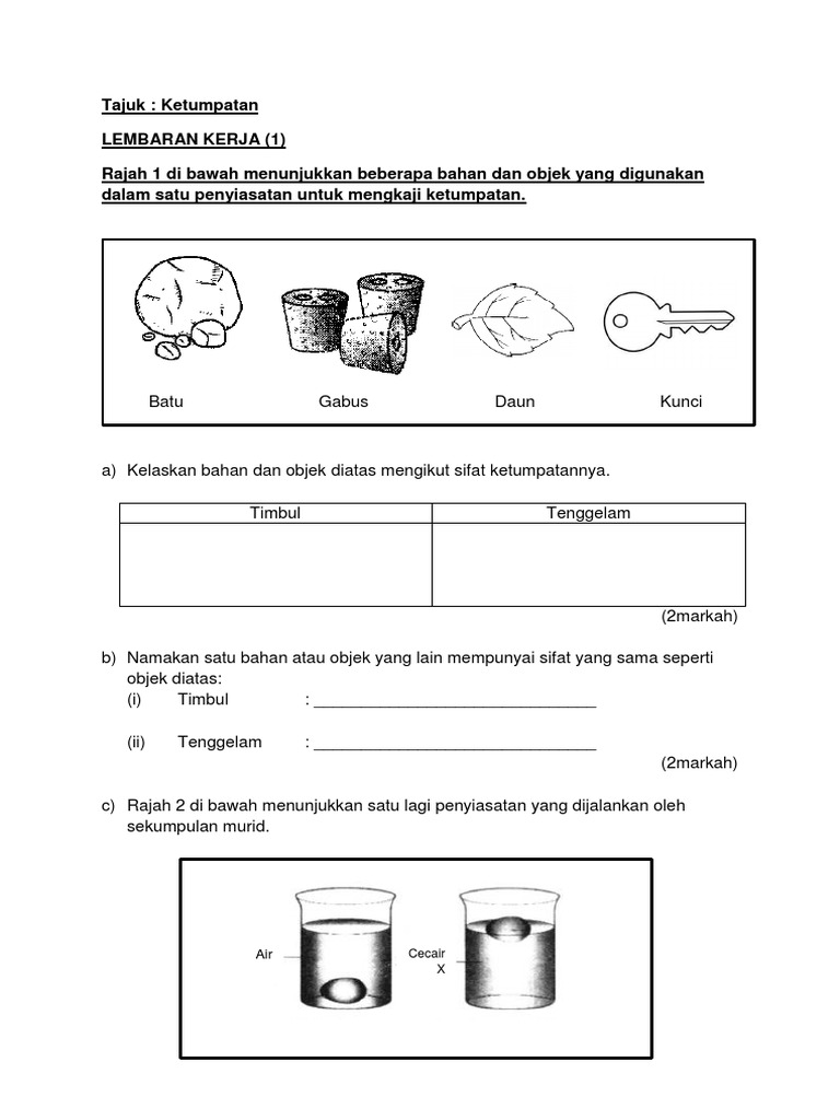 Lembaran Kerja Ketumpatan | PDF
