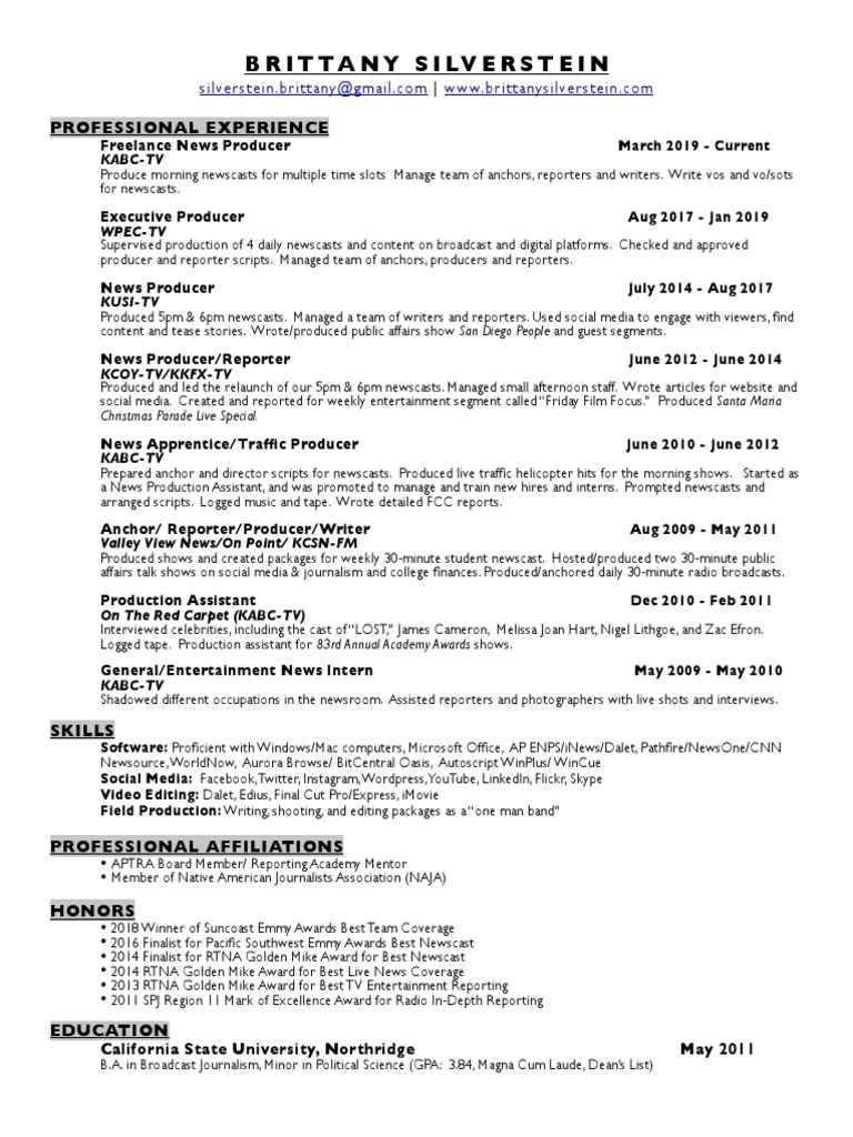 Broadcast Journalism Career Highlights | PDF | News Broadcasting | News ...