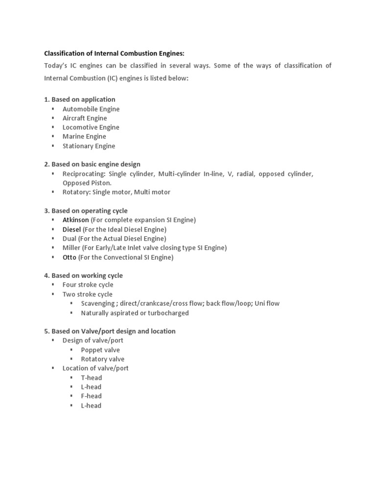 Classification of IC Engines | PDF