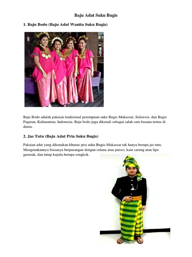 Baju Adat Suku Bugis | PDF