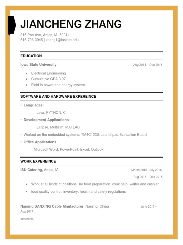 Jiancheng Zhang: Education | PDF