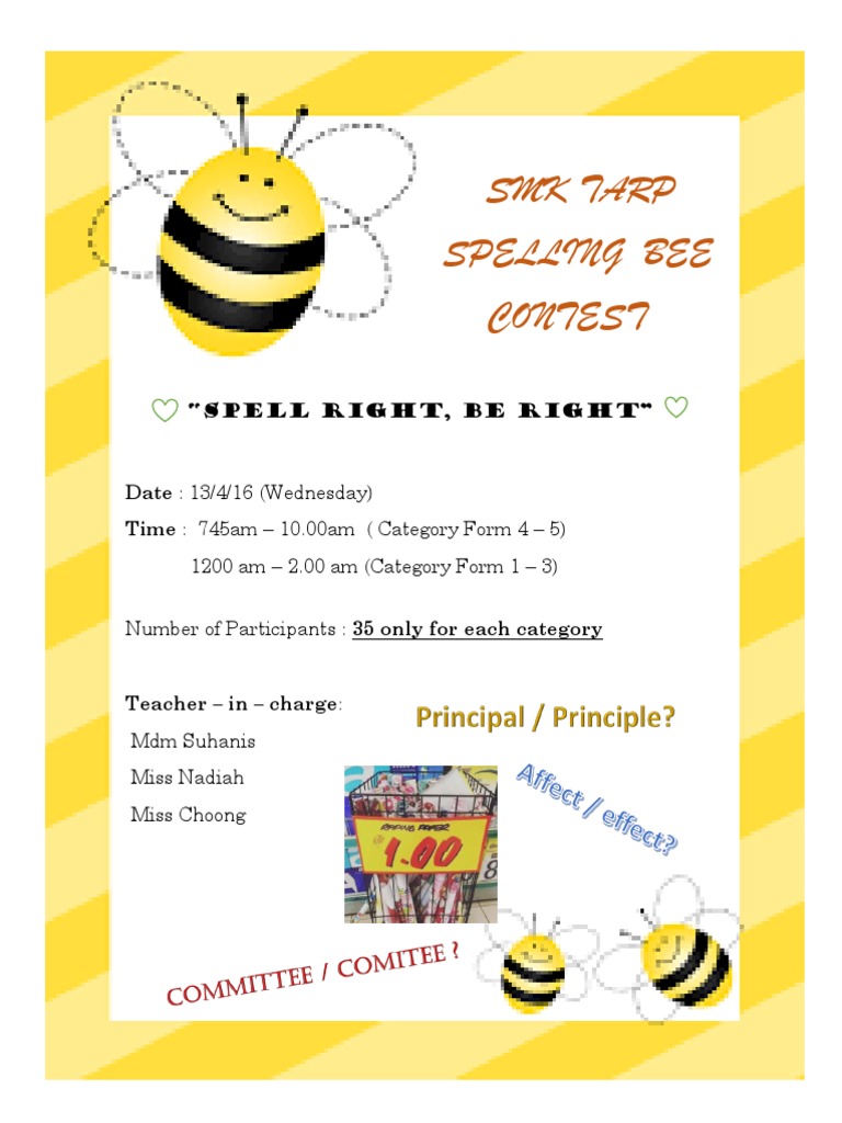 SMK Tarp Spelling Bee Contest: "Spell Right, Be Right" | PDF