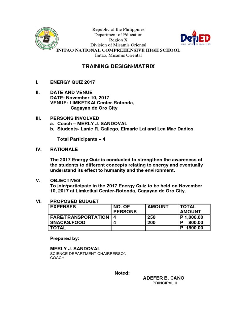 Training Design/Matrix | PDF