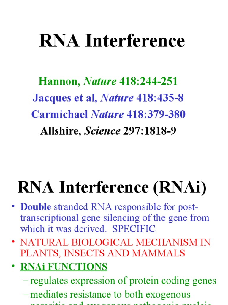 RNA Interference: Mechanisms and Applications | PDF | Rna Interference ...