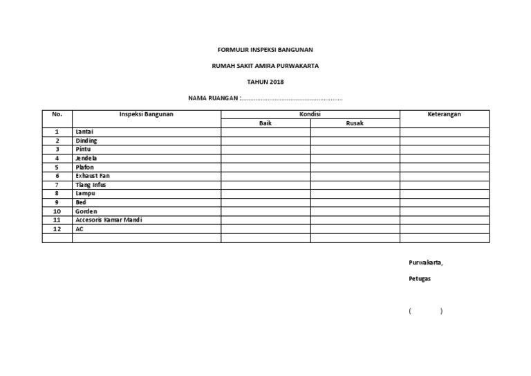 Formulir Inspeksi Bangunan | PDF