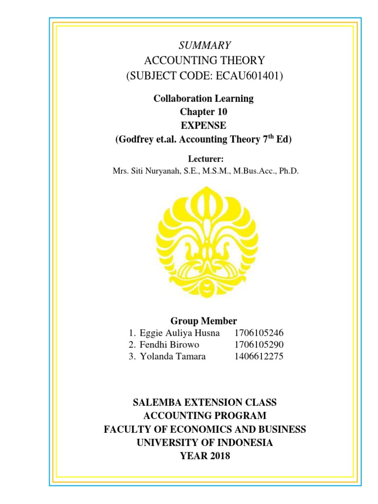 Group 5 CL Accounting Theory 9th Meeting Chapter 10 Expense | PDF ...