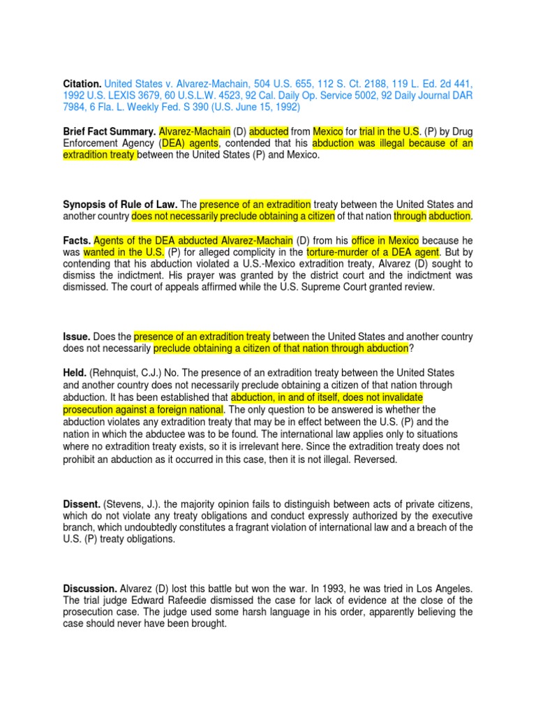 United States v. Alvarez Machain | PDF | Extradition | Treaty
