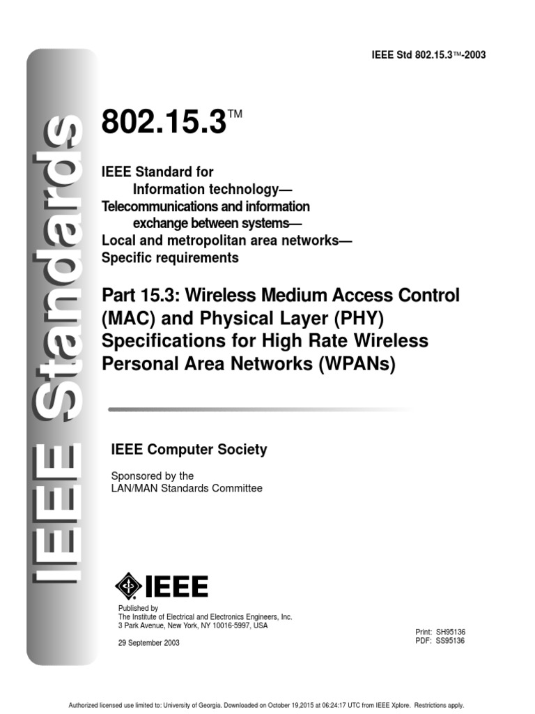 IEEE Standard 802.15.3 | PDF | Wireless Lan | Computer Network