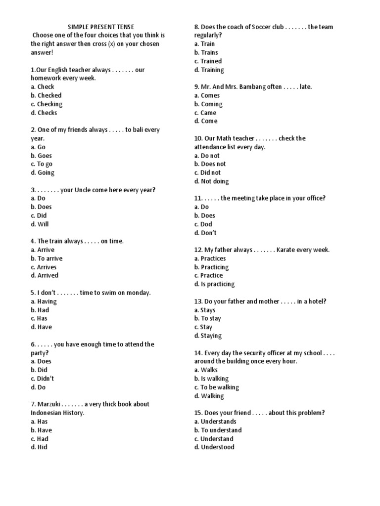 Soal Simple Present Tense | PDF