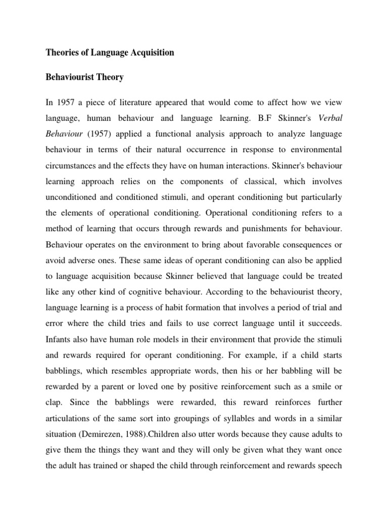Theories of Language Acquisition | PDF | Language Acquisition ...