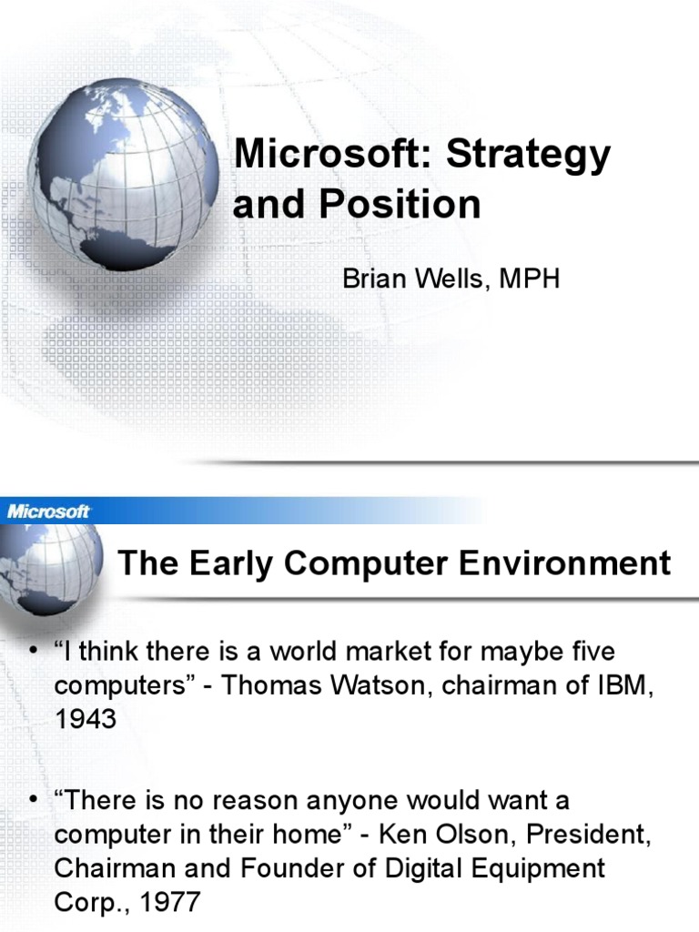 Microsoft: Strategy and Position: Brian Wells, MPH | PDF | Microsoft ...