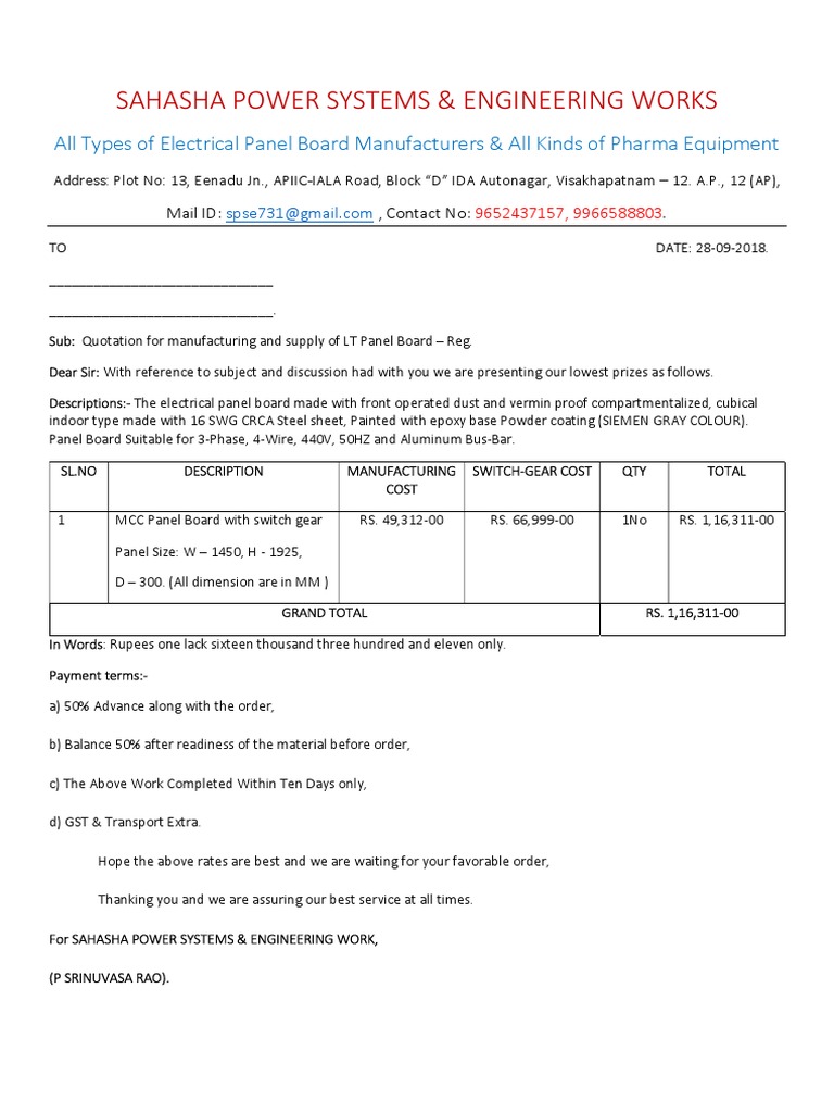 Sahasha Power Systems & Engineering Works | PDF