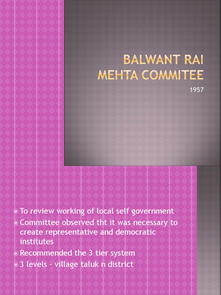 Balwant Rai Mehta Commitee | PDF