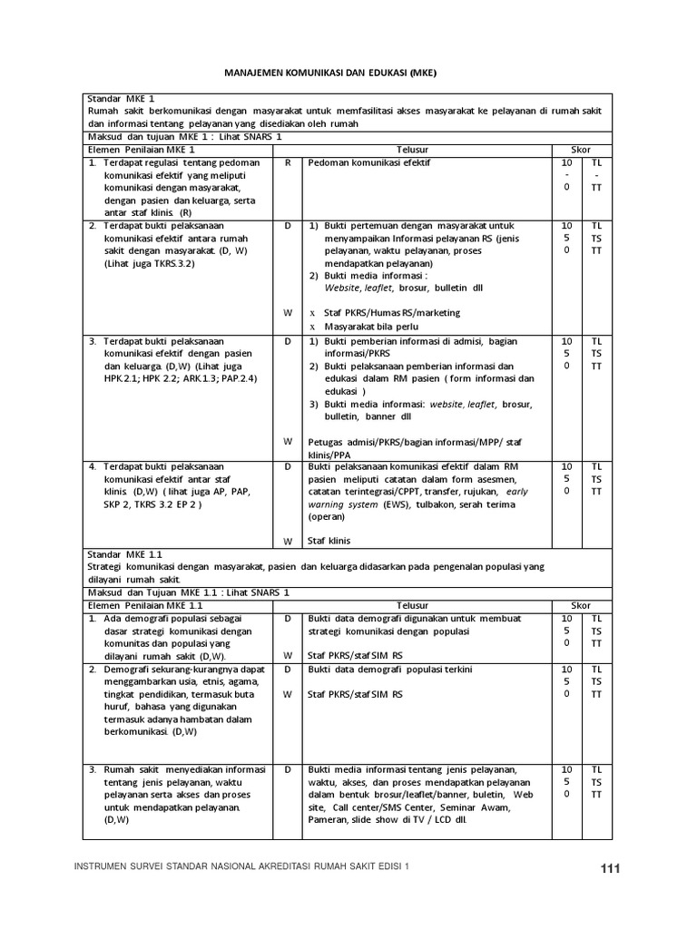Instrumen Snars Mke | PDF