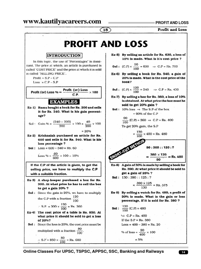 Calculating Profit and Loss | PDF | Business