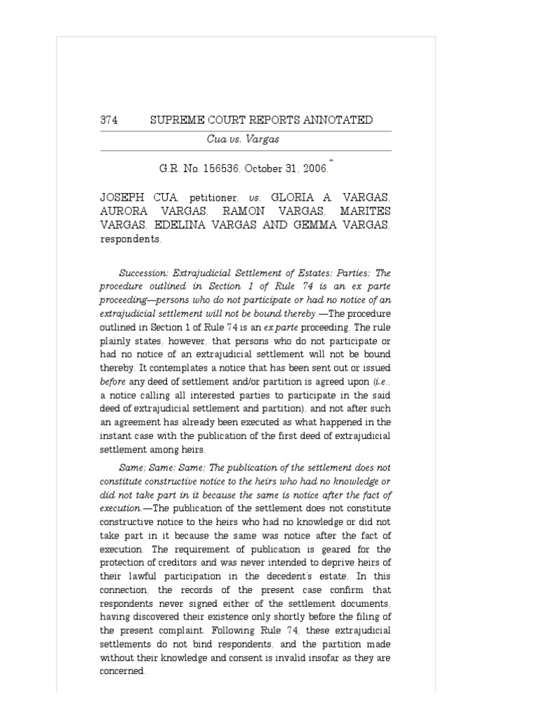 Cua vs. Vargas | PDF | Estoppel | Lawsuit