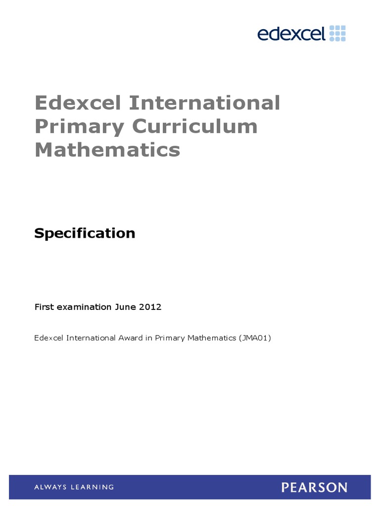 Edexcel International Primary Curriculum Mathematics: Specification ...