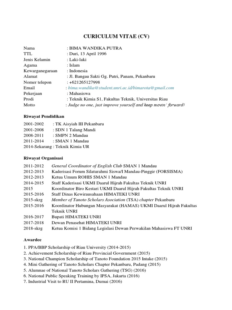 CV Bima Wandika | PDF