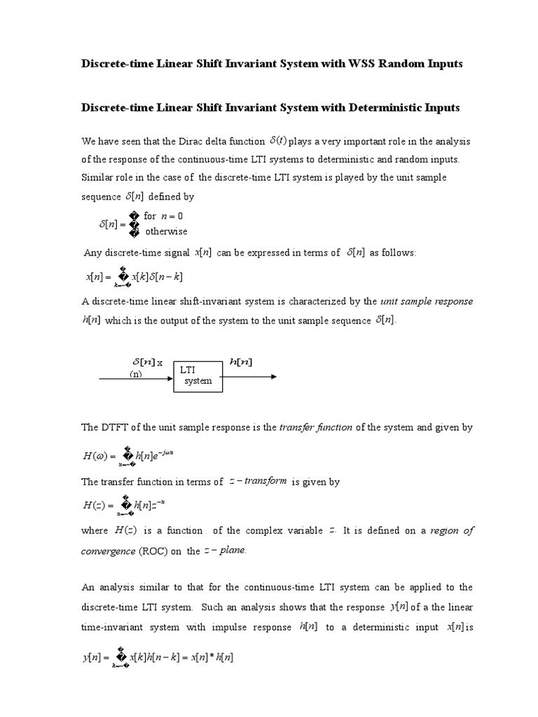 Discrete-Time Linear Shift Invariant System With WSS Random Inputs | PDF | Theoretical Computer ...