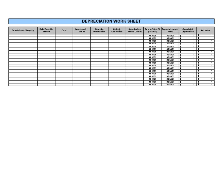 Depreciation Worksheet Guide | PDF | Depreciation | Corporations