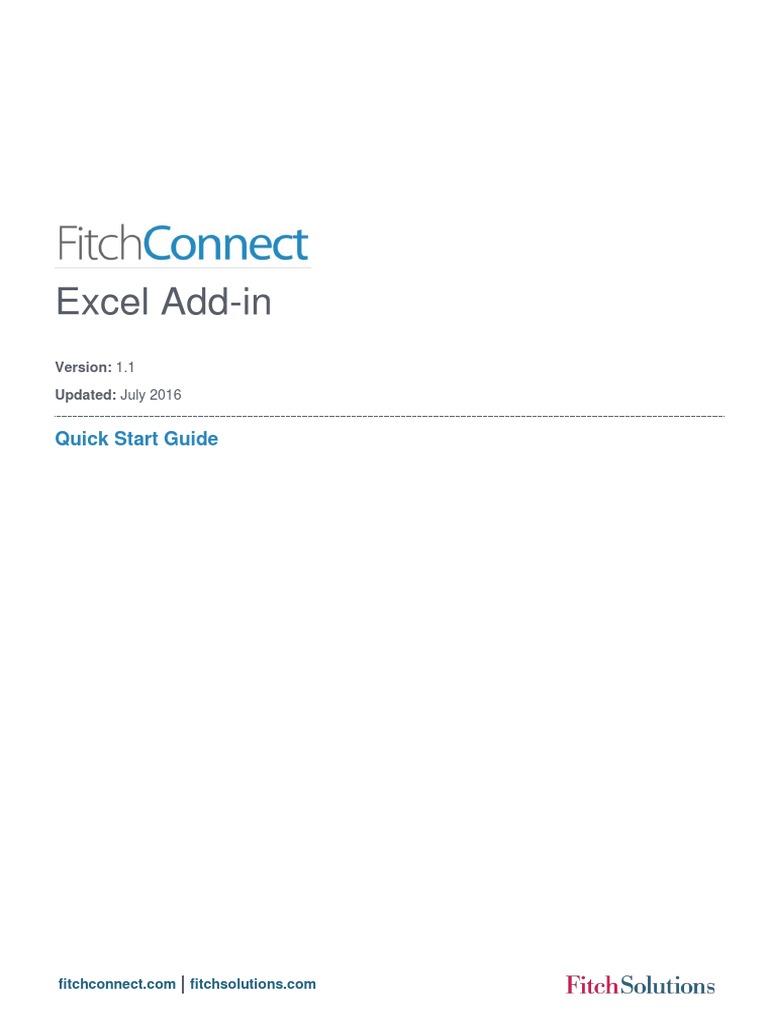 Fitch Connect Excel Add-In Quick Start Guide v1.1 2 | PDF | Microsoft ...