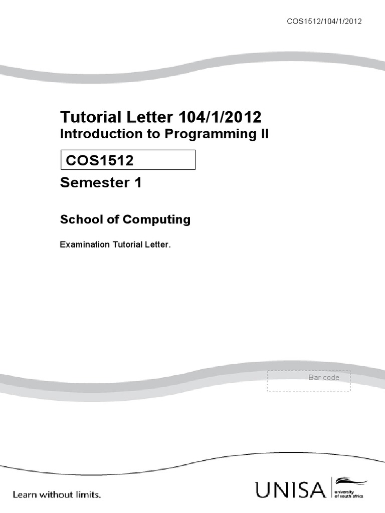 Cos1512 104 2012 1 B | PDF | Class (Computer Programming) | Constructor (Object Oriented ...