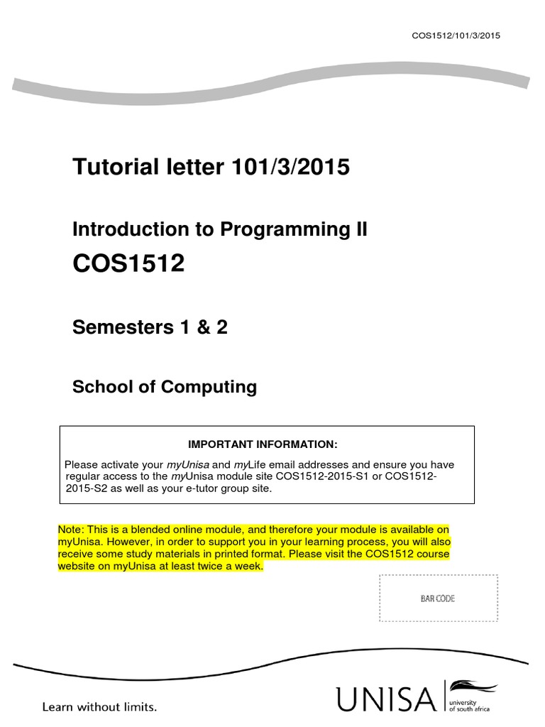 COS1512 101 - 2015 - 3 - B - 5 | PDF | Computer Programming | Online And Offline