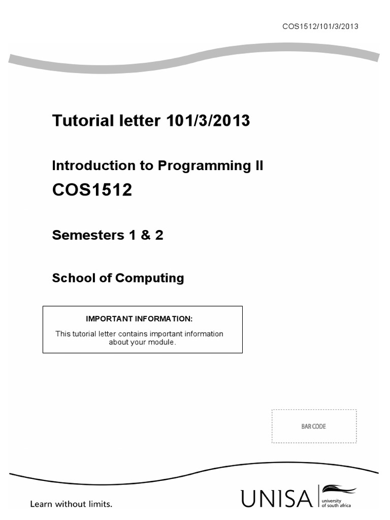 Cos1512 101 2013 3 B | PDF | Pointer (Computer Programming) | Computer Programming