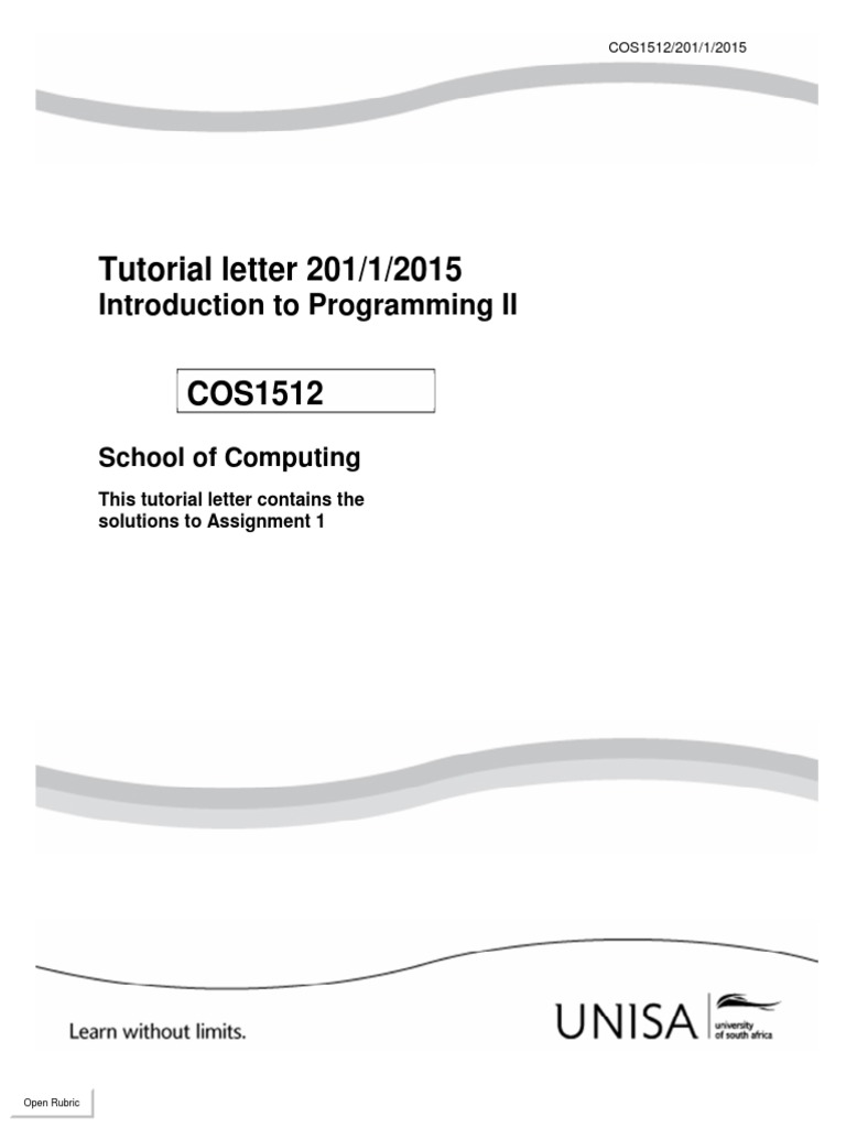 COS1512 201 - 2015 - 1 - B | PDF | Pointer (Computer Programming) | Variable (Computer Science)