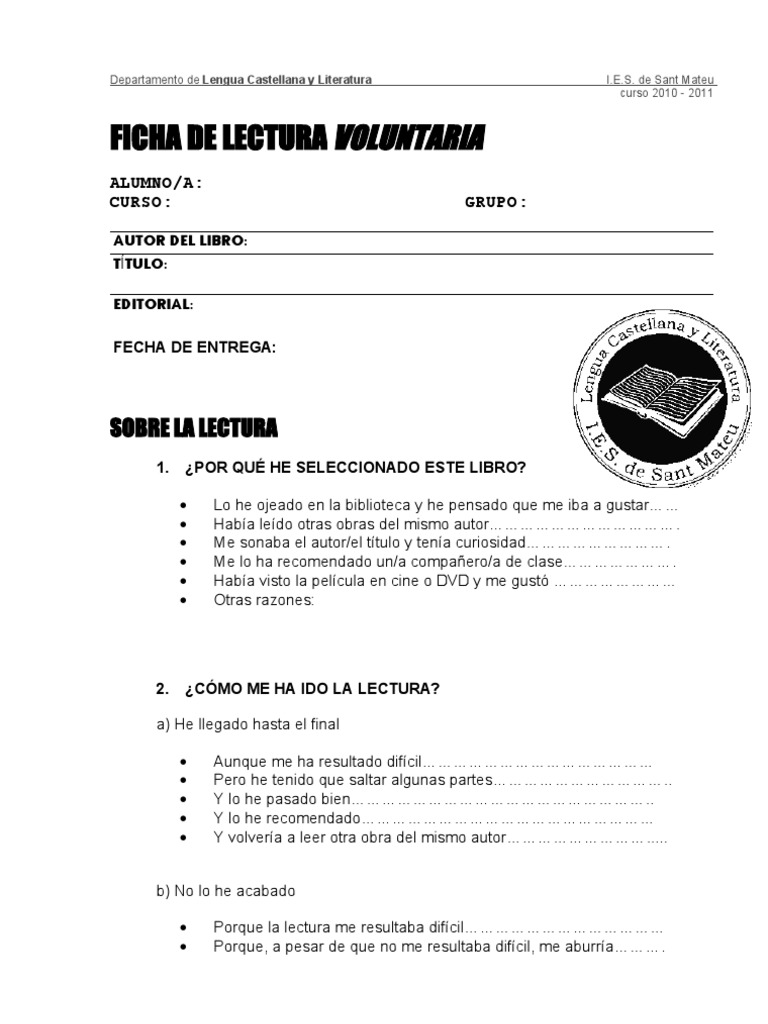 Ficha de Lectura SM | PDF | Autor