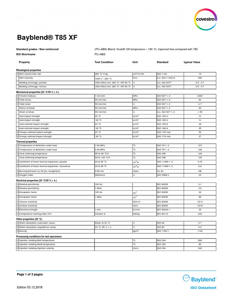 Bayblend T85 XF ISO en | PDF | Medical Device | Strength Of Materials
