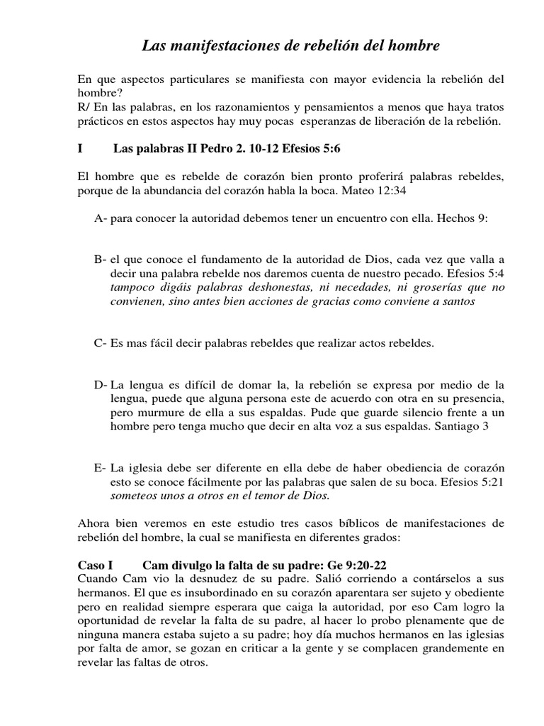 Las Manifestaciones de La Rebelión Del Hombre | PDF | María, madre de ...