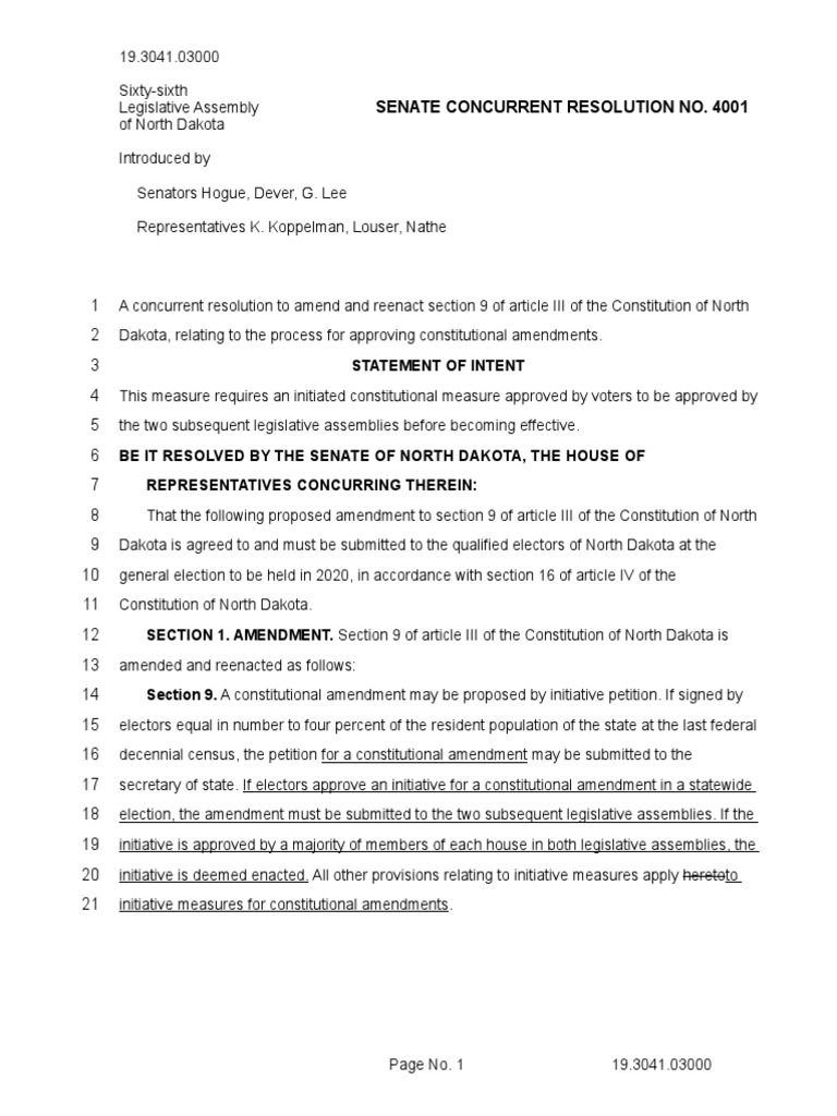 Senate Concurrent Resolution No. 4001 | PDF