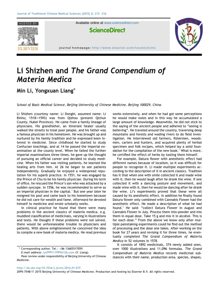 Li Shizhen and The Grand Compendium of Materia Med | PDF | Medicine ...