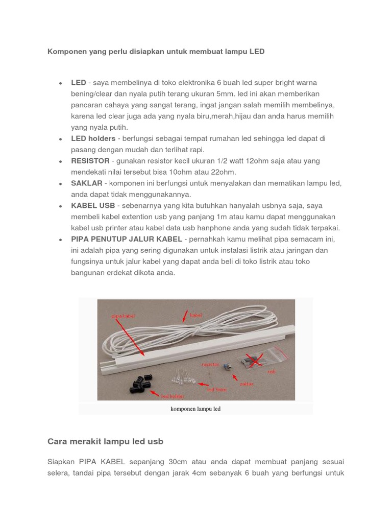 Komponen dan Cara Membuat Lampu LED | PDF