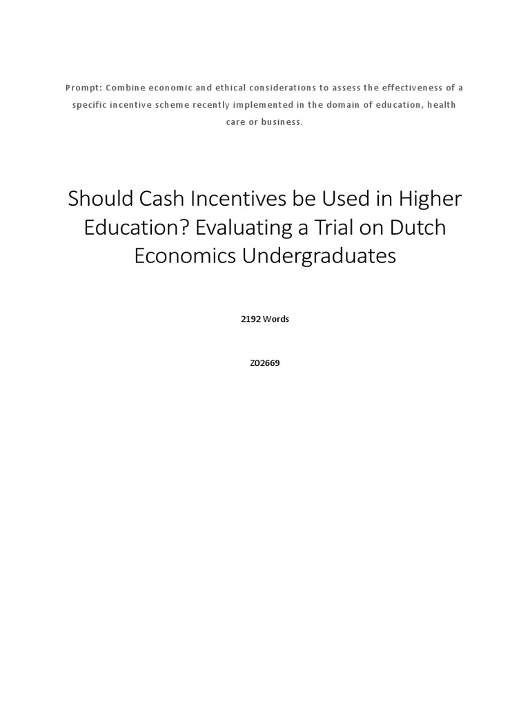 Should Students Be Incentivised?' | PDF | Incentive | Motivation