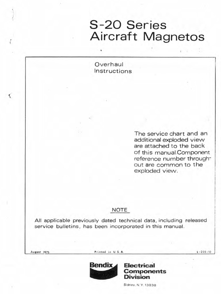 Overhaul Instructions for Bendix S-20 Series Aircraft Magnetos | PDF ...