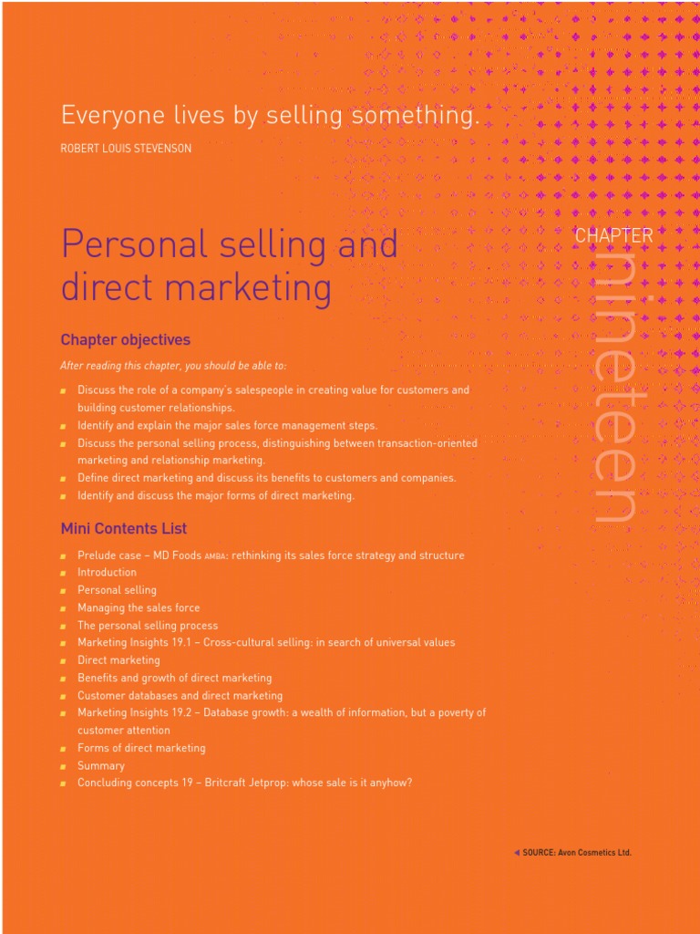 Chapter Nineteen - Personal Selling and Direct Marketing PDF | PDF ...