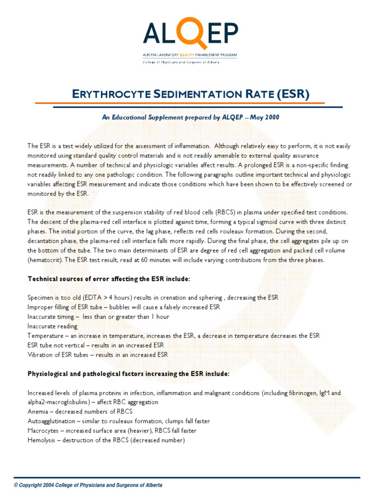 ESR Educational Document | PDF | Tissue (Biology) | Medical Specialties