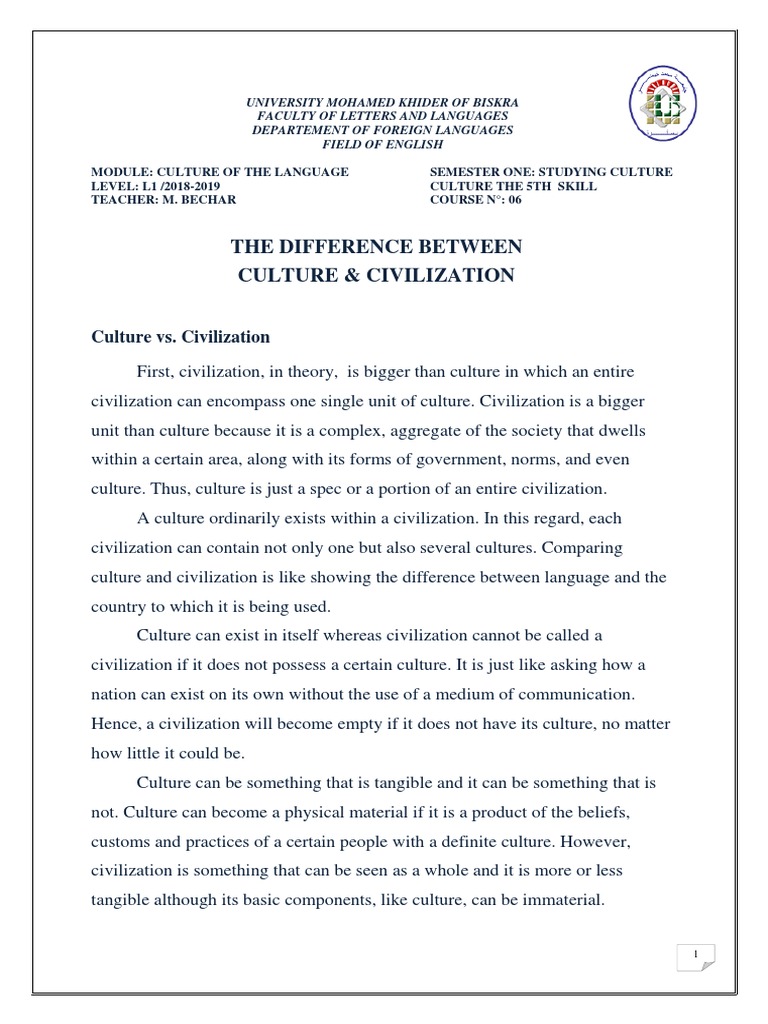 The Difference Between Culture & Civilization | PDF | Civilization ...