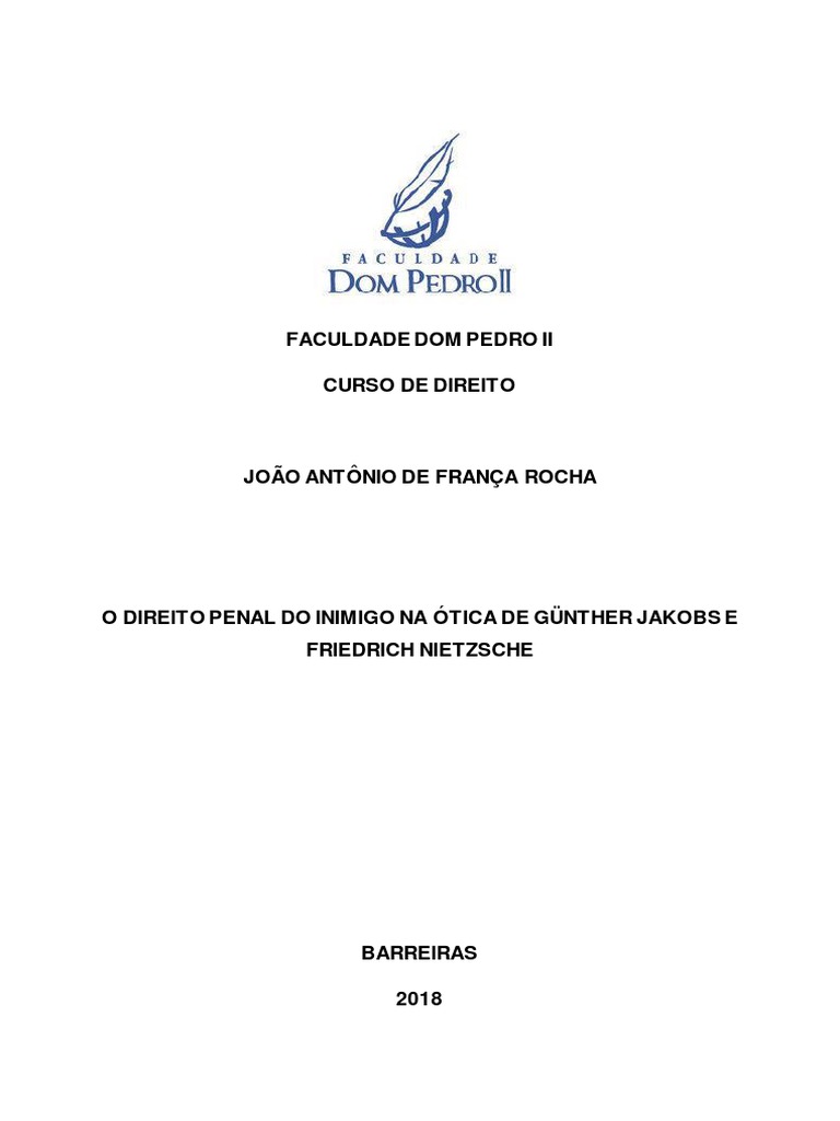 O Direito Penal Do Inimigo Na Ótica de Günther Jakobs e Friedrich ...